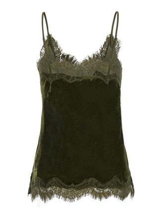 Gold Hawk Womens Velvet Shirt Green Viscose Top