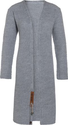Knit Factory Luna Lange Strickjacke - Damen Strickjacke mit Wolle - Cardigan mit Hochwertige Qualit&auml;t - Grobstrickjacke f&uuml;r Damen - Gro&szlig;en Gr&ouml;&szlig;en - Grau - 50/52