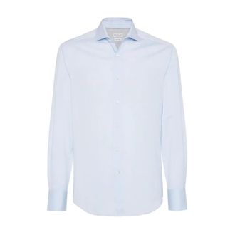 Brunello Cucinelli Slim Fit Himmelblaues Baumwollhemd - - Shirts - Herren - Blau - M