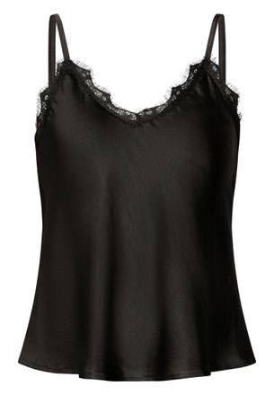 Zero Damen Satintop mit Spitze M, Black Beauty
