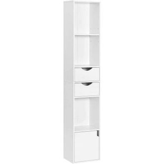 Woltu Woltu - B&uuml;cherregal B&uuml;cherschrank, Standregal mit Schubladen, Regal mit T&uuml;r, B&uuml;roregal, Aufbewahrungsregal f&uuml;r Wohnzimmer Schalfzimmer, Wei&szlig;, 30 x