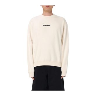 Jil Sander Homme, Sweatshirts et sweats &agrave; capuche, Beige, Taille: M Minimalist Crew Neck SweaT-shirt