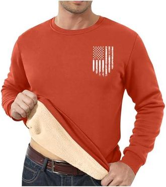Generic Sweat-shirt moelleux pour homme - Printemps et automne hiver - Imprimé 2D - Drapeau national rétro - Tendance - Velours épais - Col rond - Sans capuch