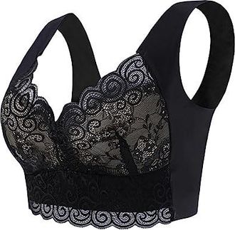 Generic Soutien-gorge 2026 pour femme, grande taille, dos fronc&eacute;, sans anneau en acier, sous-v&ecirc;tement de poitrine envelopp&eacute; de dentelle, gilet de sommeil fixe