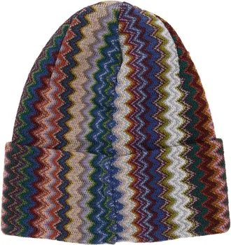 Missoni CPRAWMUA774 Wool Blend Jacquard Beanie - Brown