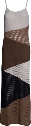 Akep Femme, Robes, Multicolore, Taille: 40 FR Robe Maxi Tricot&eacute;e Ajour&eacute;e Color-Block