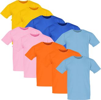 Fruit Of The Loom Valueweight T Shirt 10er-Pack Herren, 2xSun+2xRoyal+2xSky+2xOrange+2xLightPink, 3XL