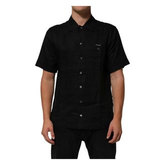 Carhartt Work in Progress Homme, Chemises, Noir, Taille: XS Linen Collared Short Sleeve Polo