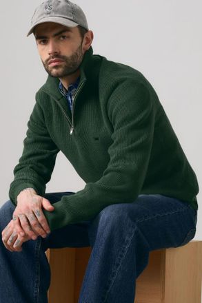 Levi's Housemark Pullover mit Viertelrei&szlig;verschluss - Herren - Gr&uuml;n / Gr&uuml;n