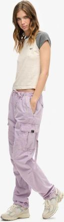 Superdry Pantalon cargo parachute &agrave; taille basse - Lilas doux-Violet