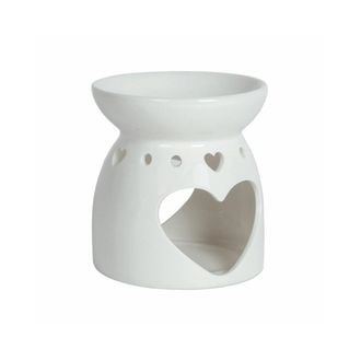 Woodbridge Candle Teelicht Duftlampe | Herzmotiv Wei&szlig; | Aromalampe aus Keramik | F&uuml;r Duftwachs & &Ouml;le | Romantisches Lichtspiel | Deko & Geschenkidee