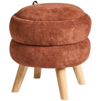 Beliani Beliani - Pouf de Rangement Moderne en Tissu Chenille 40 x 41 cm Marron Doré Hawley
