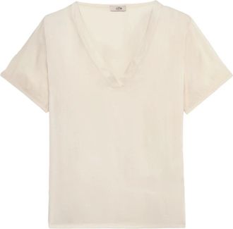 Oltre Femme, Blouses et Chemises, Blanc, Taille: 42 FR Blouse en satin de viscose