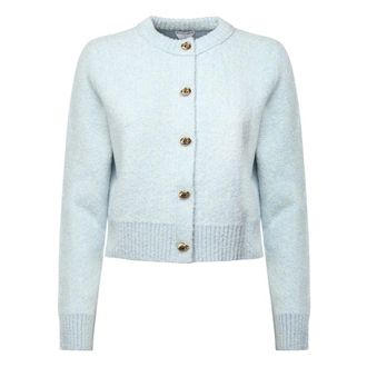 Bottega Veneta Bubble Woll-Boucl&eacute;-Strickjacke Metallknoten - - Knitwear - Damen - Blau - XS