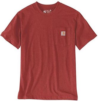 Carhartt Work in Progress Herren T-Shirt Workwear Pocket Short-Sleeve, Chilli Pepper - Rot Meliert, XS, 103296