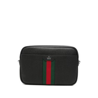 Gucci Web-stripe Pebbled-leather Messenger Bag