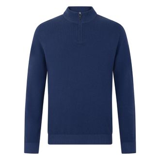 Fedeli Homme, Pulls, Bleu, Taille: M Pull zipp&eacute; &agrave; col montant