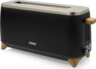 Princess 142361 2-Scheiben-Toaster Schwarz Silber Holz
