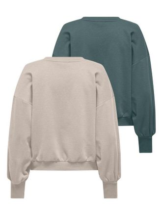 Only Sweatshirt ONLBROOKE L/S O-NECK SOLID 2 PACK SWT (Packung, 2-tlg) Baumwollmischung, regular fit