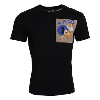 Dolce & Gabbana Schwarzes Baumwoll-T-Shirt mit Kurzen &Auml;rmeln - - Tops - Herren - Schwarzk - S
