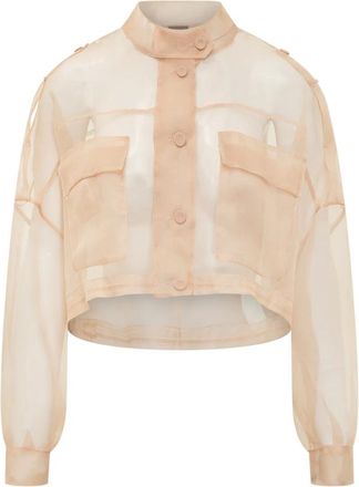 Pinko Pinko, Femme, Vestes, Rose, Taille: 40 FR Chemise courte en soie organza