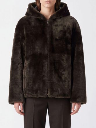 Yves Salomon Veste en shearling &agrave; capuche avec fermeture zipp&eacute;e
