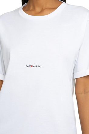 Saint Laurent Womens Cotton Crew-Neck T-Shirt White T-Shirts & Jerseys