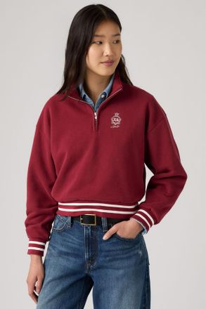 Levi's Graphic Everyday Quarter Zip Sweatshirt - Femme - Rouge / Double Chest Crest Warm Cabernet - XS