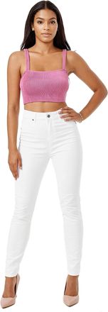 Tazzio Jeans Damen Skinny Fit High Rise Denim Jeanshose Stretch Slim Hose F103 (42, Wei&szlig;)