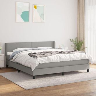 vidaXL Boxspringbett mit Matratze Hellgrau 180x200 cm Stoff Vidaxl