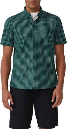 s.Oliver Regular Fit: Gemustertes Kurzarmhemd aus Baumwolle mit Button-Down-Kragen