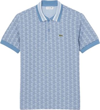 Lacoste Homme, Tops, Bleu, Taille: L Polo Monogramme Jacquard Coupe Classique Lacoste