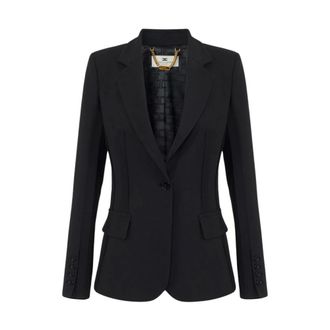 Elisabetta Franchi Femme, Vestes, Noir, Taille: 40 FR Veste en cr&ecirc;pe stretch double couche avec finitions &agrave; bords francs