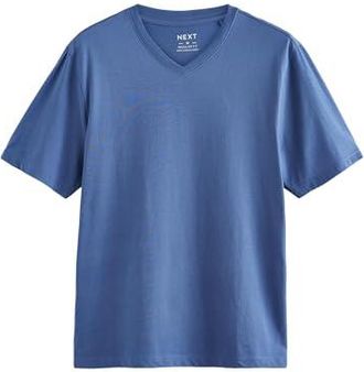 Next Homme T-Shirt Standard à col en V Essential Bleu 4XL