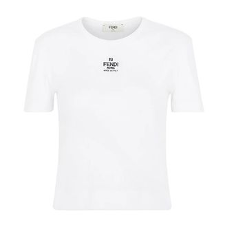 Fendi Geripptes Cropped-Top aus Baumwolle - - Tops - Damen - Wei&szlig; - L