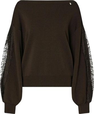 Liu Jo Maglia Chiusa M/L Pizzo - Femme - Pulls - Brun - Taille: 42 FR