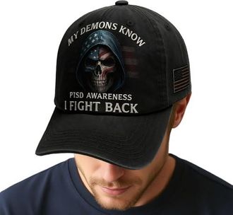 Generic Casquettes de baseball - Coton | Chapeau r&eacute;glable de sensibilisation au SSPT | Casquette brod&eacute;e &laquo; I Fight Back Every Day &raquo; pour une protection solaire