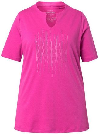 Ulla Popken T-Shirt T-Shirt A-Linie Stehkragen Halbarm Pima Cotton