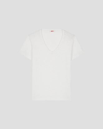 Jott T-shirt col V femme en coton Blanc Sonia - Taille M