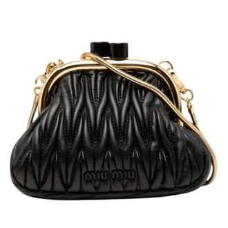 Miu Miu Pre-owned Sac bandouli&egrave;re &agrave; fermoir Kisslock - Femme - Pre-owned - Noir - Taille: ONE Size
