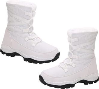 Holibanna Bottines de Neige pour Femme Hautes Doubl&eacute;es de Peluche Chaussures Chaudes DHiver Antid&eacute;rapantes Confortables et R&eacute;sistantes Taille 37 Couleur Blanche
