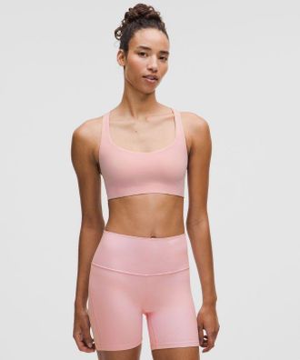 lululemon FlexyFlex Yoga-BH mit &uuml;berkreuzten Tr&auml;gern Leichter Halt f&uuml;r A-C Cups f&uuml;r Frauen - Gr&ouml;&szlig;e L/XL in Pink Haze