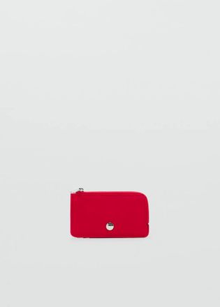 Mango Porte-cartes en nylon fermeture zip rouge - Femme - Taille unique - MANGO