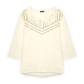 Fiorella Rubino Baumwoll-T-Shirt mit Pailletten - - Tops - Damen - Wei&szlig; - XL