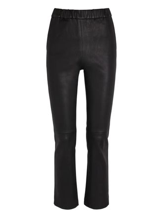 Arma pantalon en cuir &agrave; empi&egrave;cements - Noir