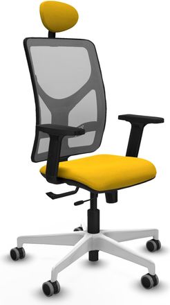 Piqueras y Crespo B&uuml;rostuhl, ideal f&uuml;r die Arbeit, mit 2D-Armen, h&ouml;henverstellbare Lendenwirbelst&uuml;tze und festes Kopfteil, ausgestattet mit Syncro/Traslack. Grau/Gelb