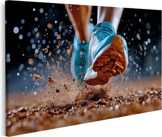 Islandburner Prime Bild auf Leinwand Laufschuh beim Joggen auf staubigem Weg für Schlafzimmer Sportler Sportgeschäft Bilder Wandbilder Poster