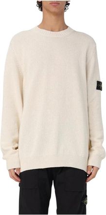 Stone Island Homme, Pulls, Blanc, Taille: 2XL Pull en coton à col rond