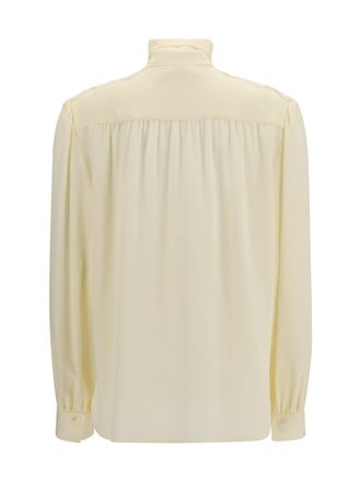 Chlo&eacute; Womens Bow Blouse With Embroidered Shoulders Pristine White Polyester Shirt