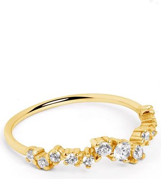 Singularu Estellar Ring. Sterlingsilber mit 18 Kt Vergoldeter Beschichtung und Zirkonia. Schmuck für Damen. Größe 14